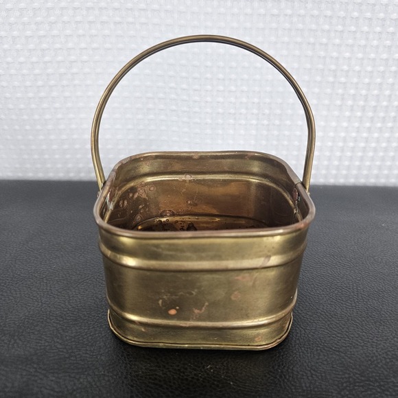 Accents | Vintage Brass Bucket Square Kirklands Miniature Solid Brass ...